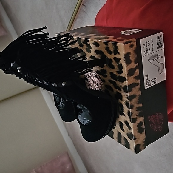 naughty monkey | Shoes | Naughty Monkey Black Suede Heels With Fringe ...